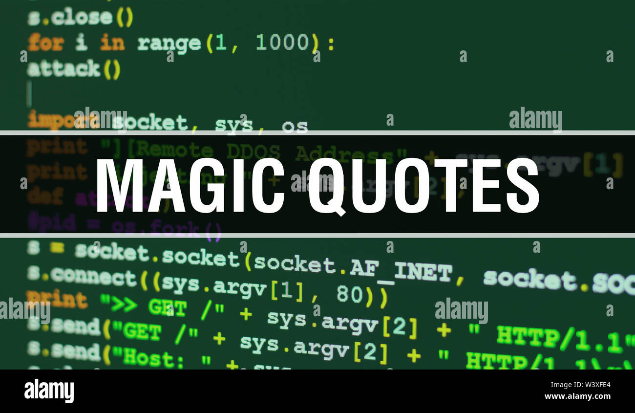 Magic Quotes Concept With Random Parts Of Program Code Magic Quotes With Programming Code