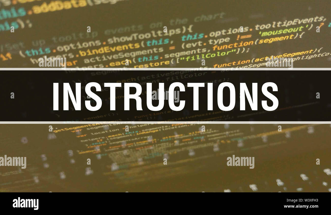 Instructions with Binary code digital technology background. Abstract ...