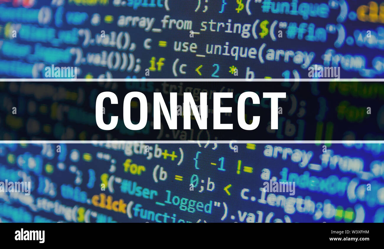 CONNECT text written on Programming code abstract technology background ...