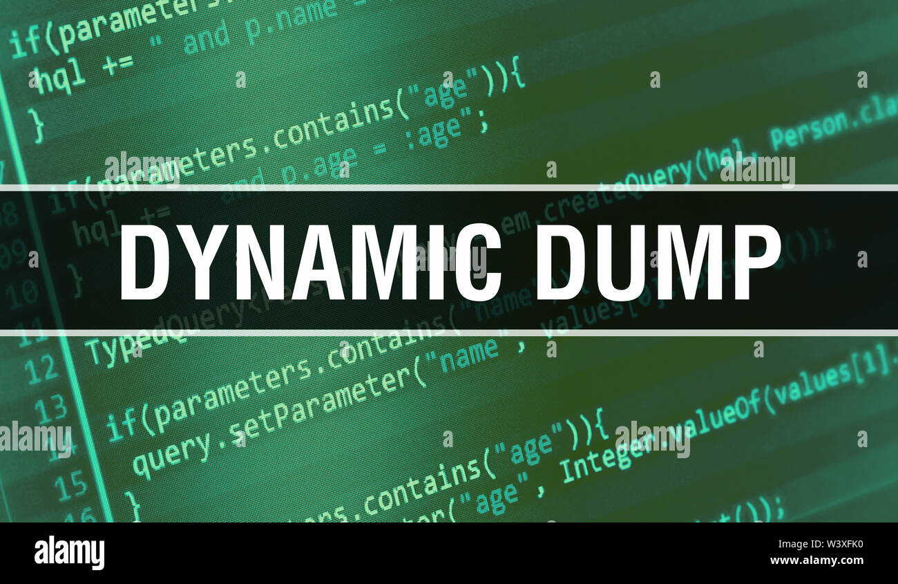 Dynamic dump text written on Programming code abstract technology ...