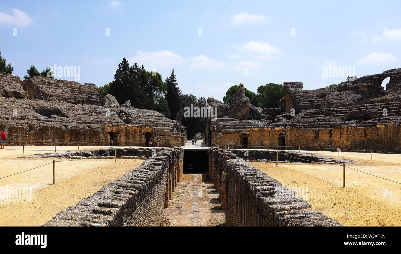 The Roman City ruins and archeological site of Italica, just outside ...