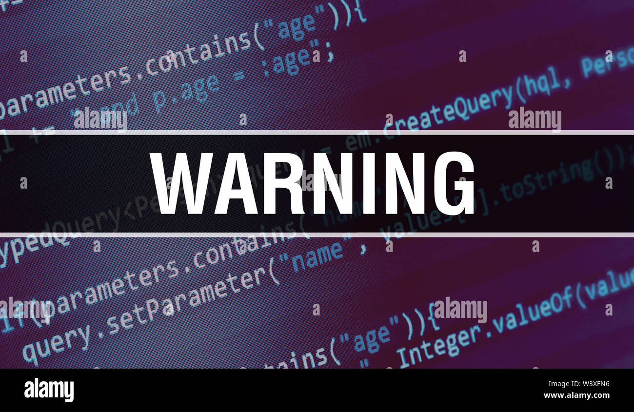 Warning concept illustration using code for developing programs and app ...