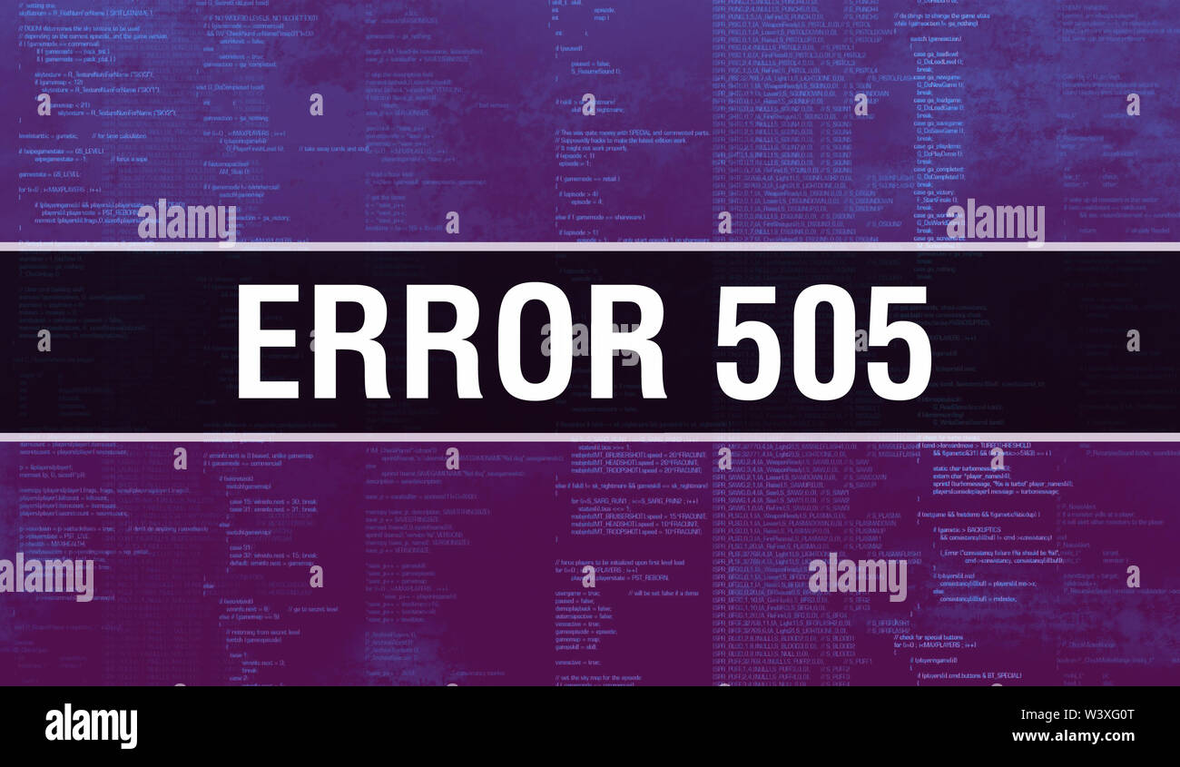 Error 505 with Binary code digital technology background. Abstract ...