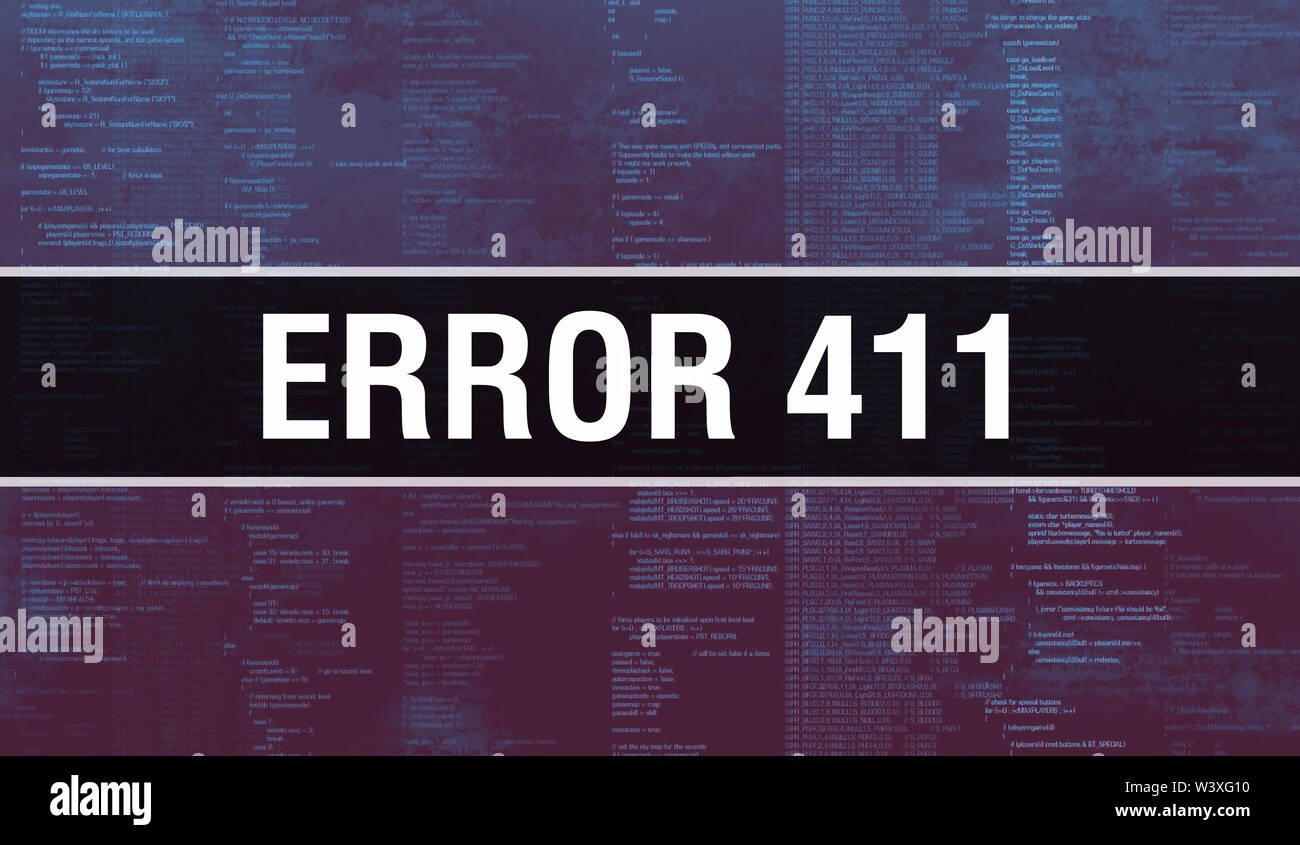 Error 411 with Binary code digital technology background. Abstract background with program code ...