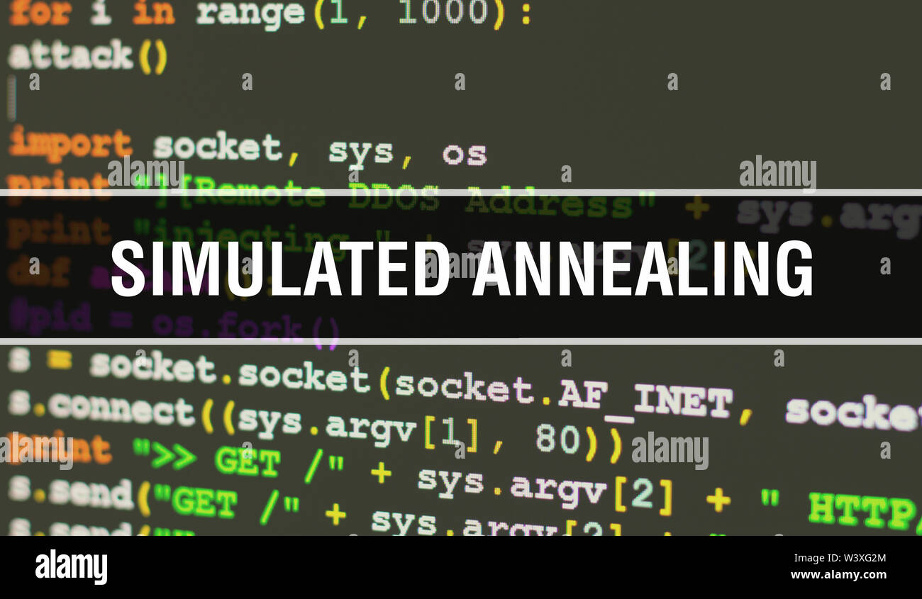 Simulated Annealing Text Written On Programming Code Abstract Technology Background Of Software