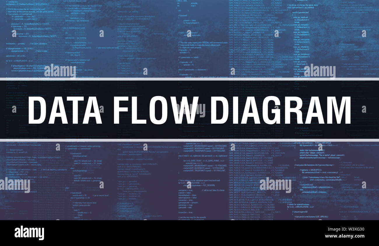 Data flow diagram with Abstract Technology Binary code Background ...