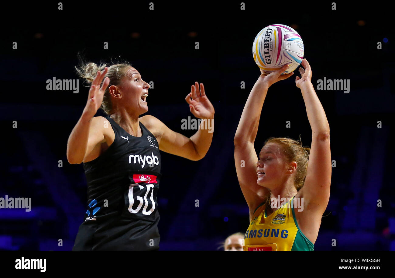 Australia's Steph Wood (right) is marked by New Zealand's Casey Kopua ...