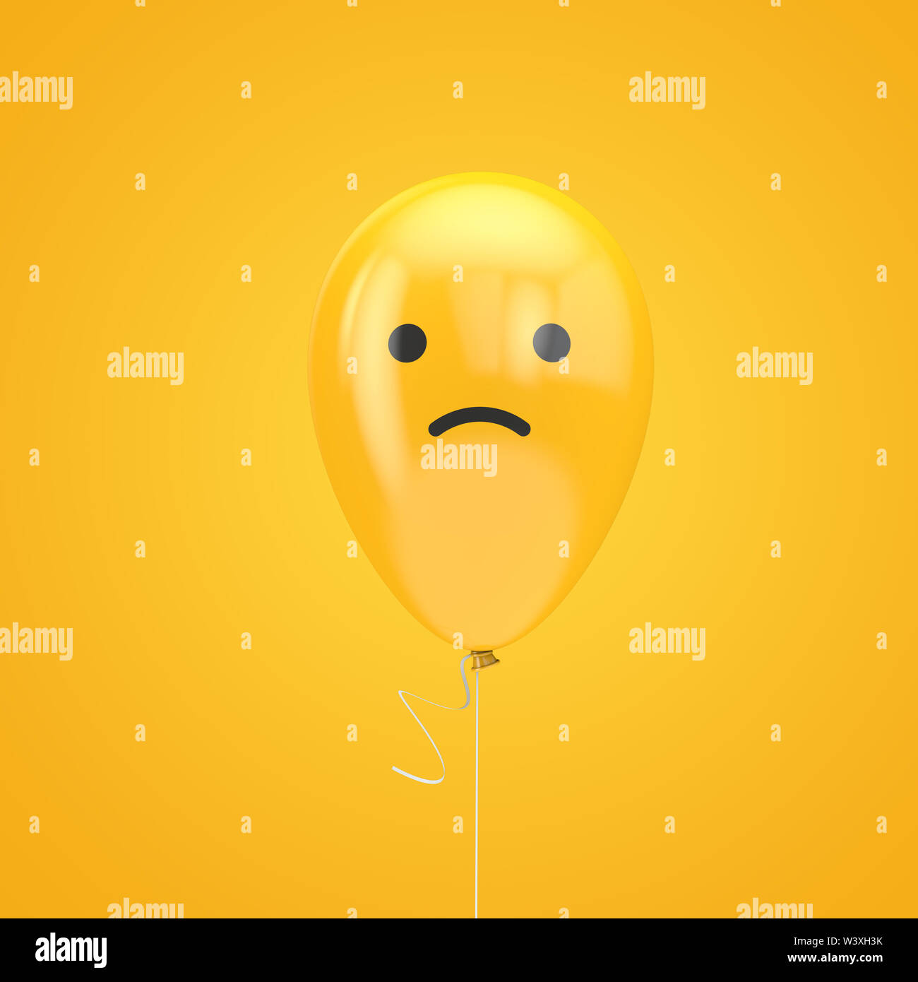 Unhappy sad face emoji floating balloon Stock Photo - Alamy