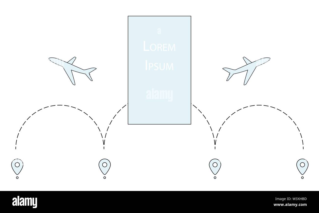 Line path of air plane with start point and dash line trace. Vector ...
