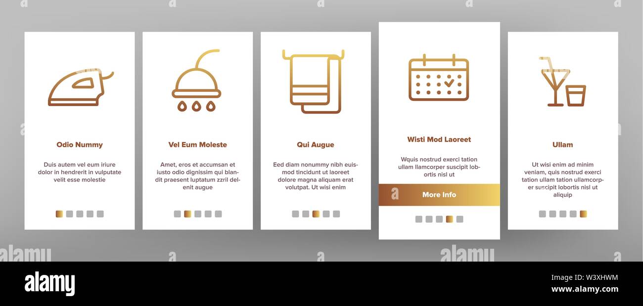 Hotel Accommodation, Room Amenities Vector Onboarding Stock Vector ...