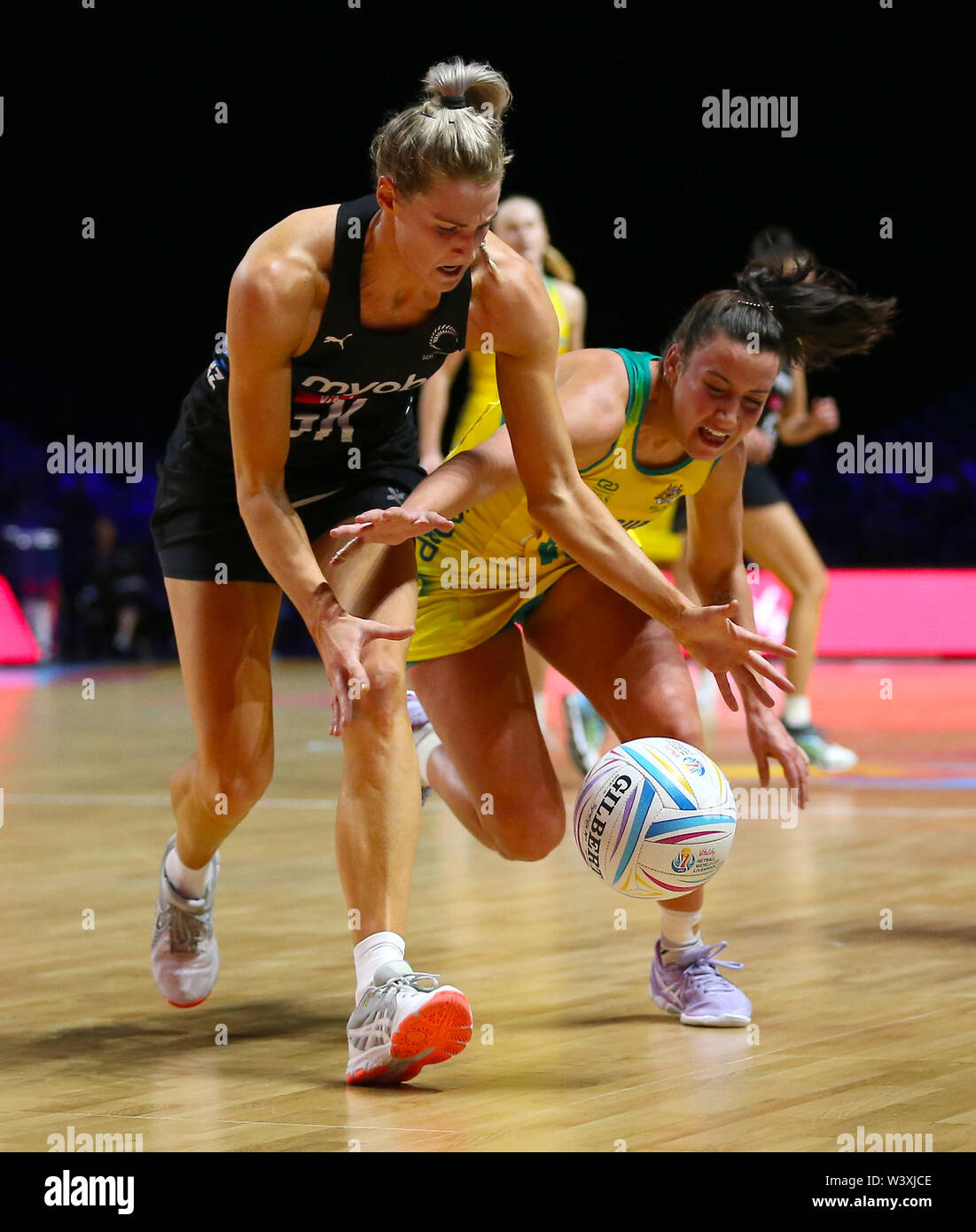 Australia's Kelsey Browne and New Zealand's Jane Watson battle for the ...