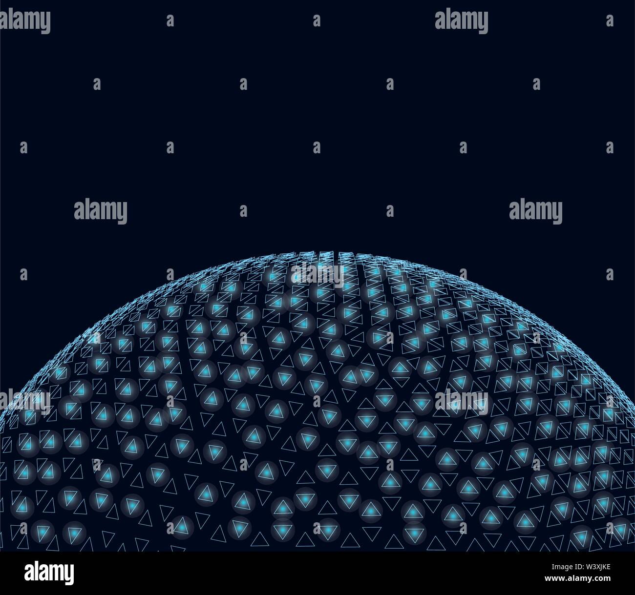 Hemisphere of triangles with glowing lights. Vector illustration Stock ...