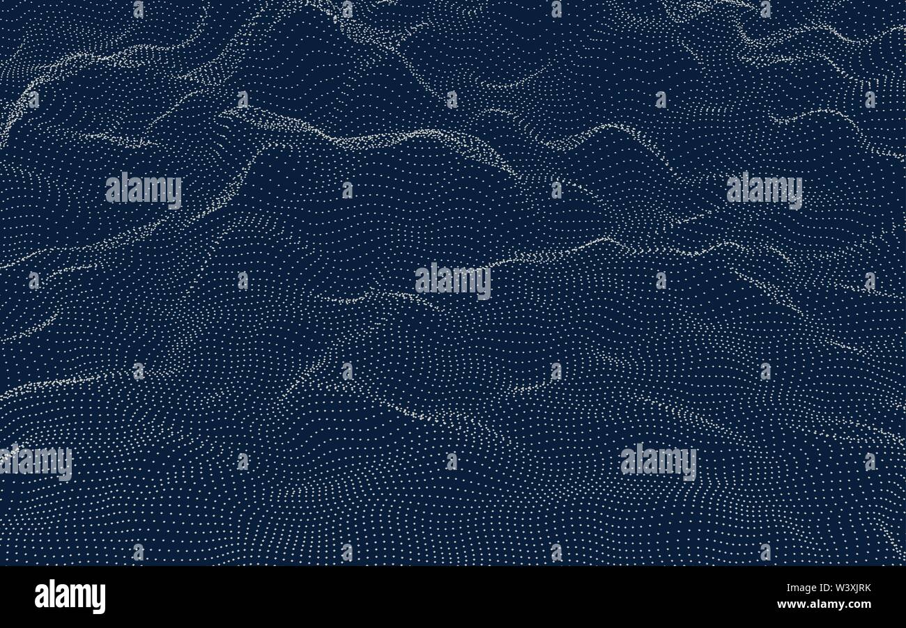 Background with geometric particles. Wavy surface. Vector Stock Vector ...