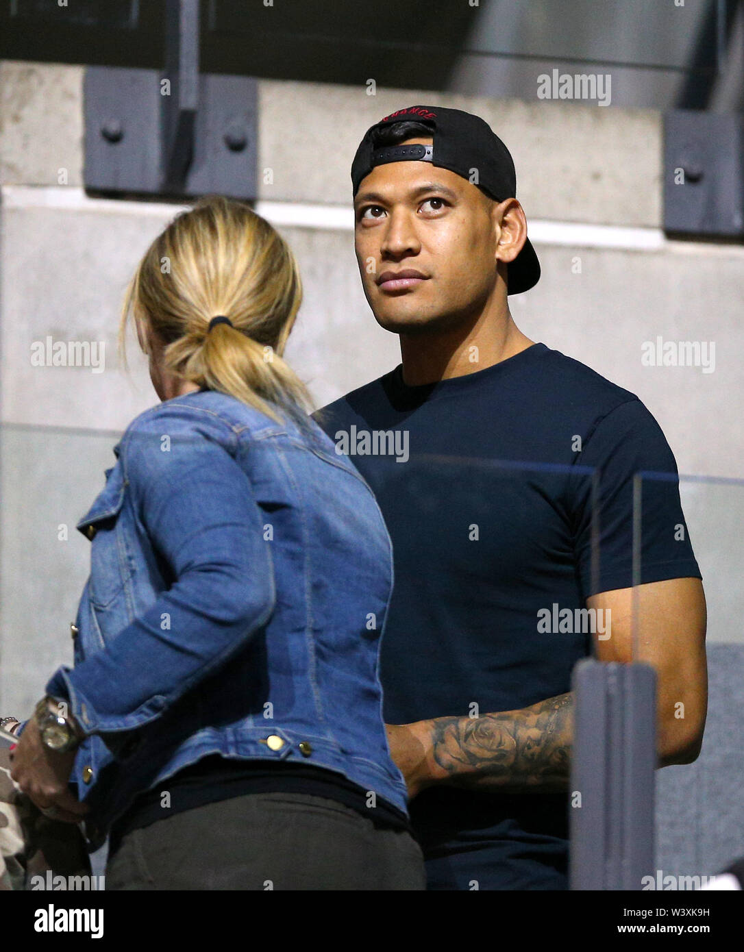 Israel Folau in the stands during the netball World Cup match at the M ...