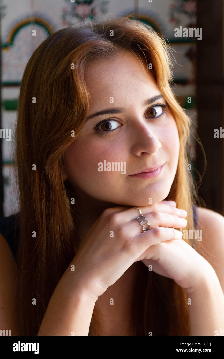 young actress posing with window lighting Stock Photo - Alamy