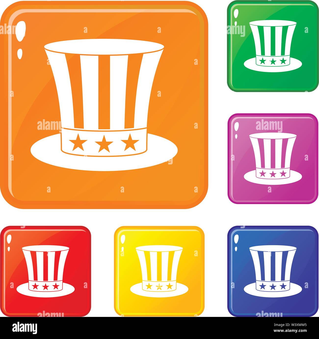 Uncle sam hat icons set vector color Stock Vector Image & Art - Alamy
