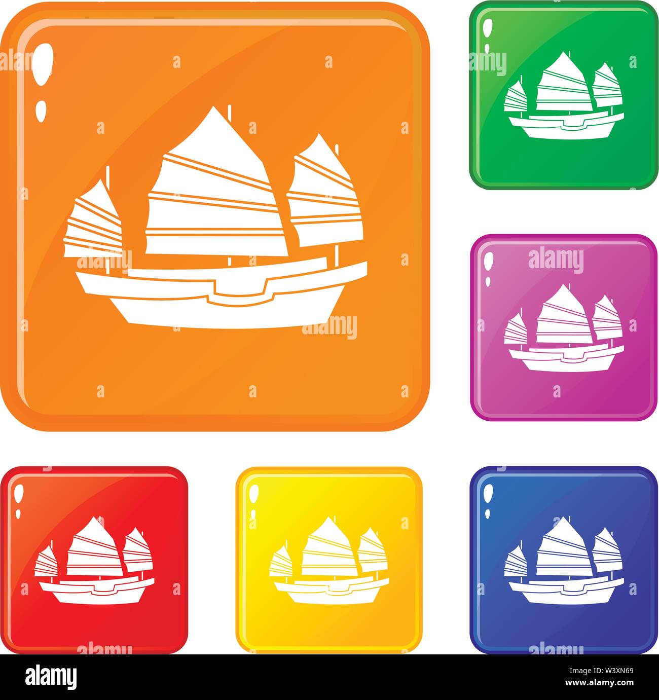 Junk boat icons set vector color Stock Vector Image & Art - Alamy