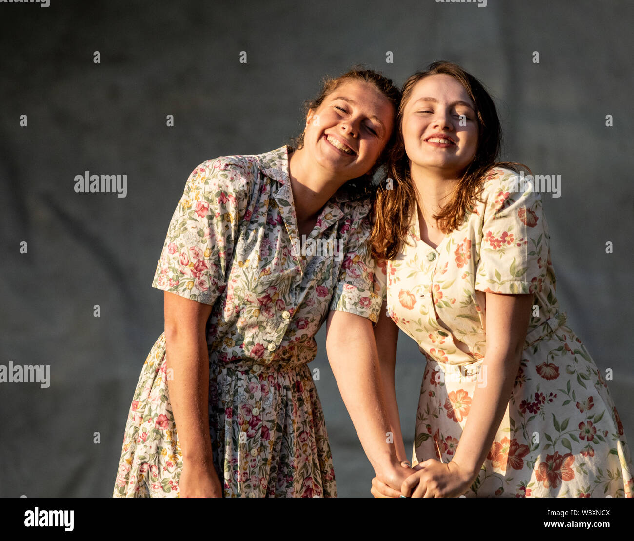 Emily Winter as Helena left and Anna Brinkley as Hermia right Stock ...