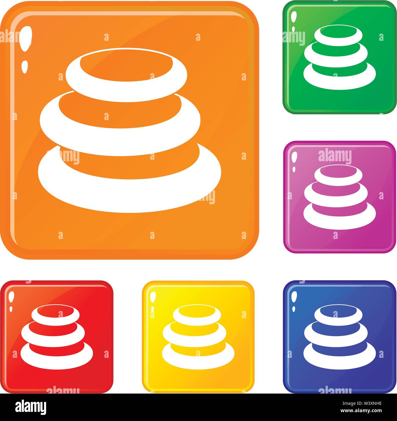 Stack of basalt balancing stones icons set vector color Stock Vector ...