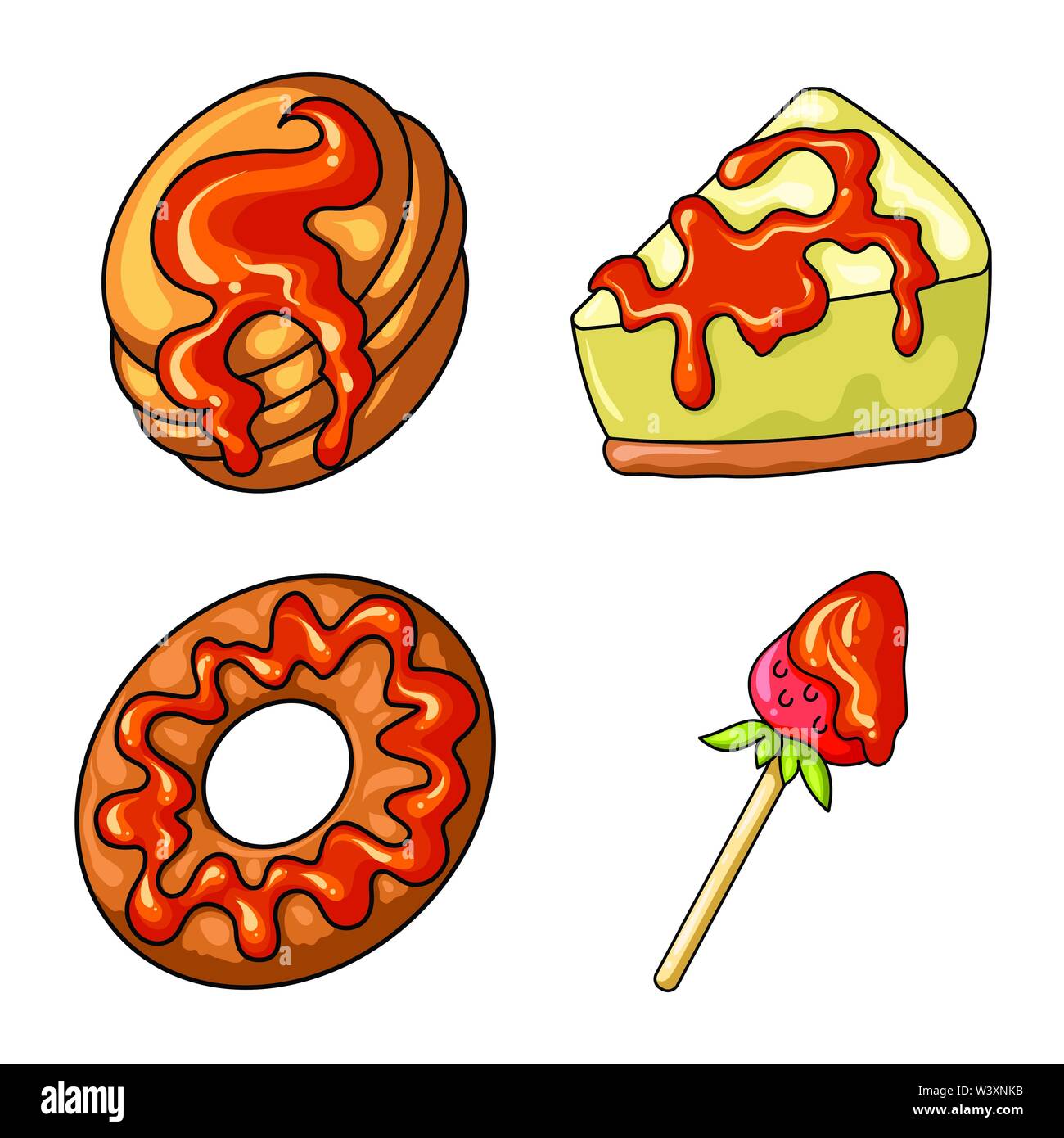 Vector design of dessert and sweet sign. Collection of dessert and food ...