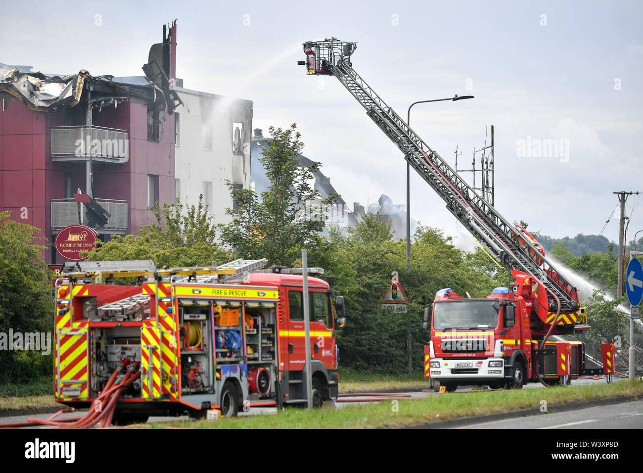 Fire crews at the scene on the A4108 in Bristol, where a Premier Inn ...