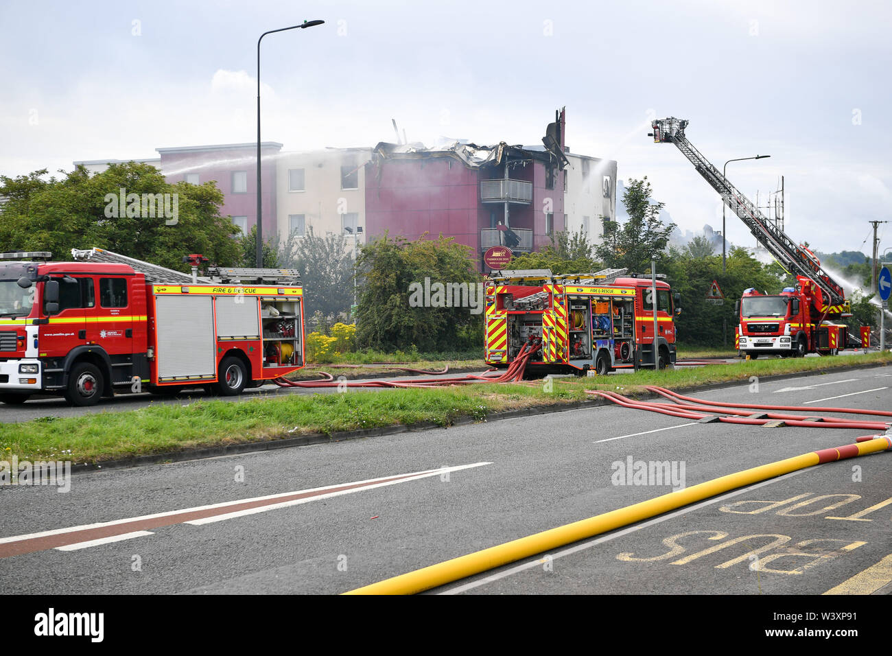 Where premier inn hotel has partially collapsed during massive fire hi ...