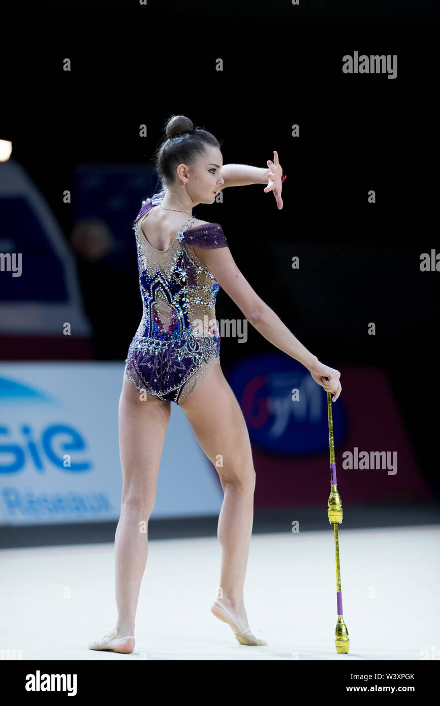 Dina Averina From Russia Performs Her Clubs Routine During 2019 Grand