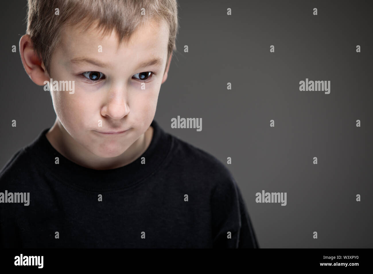 Loads of aggression in a little boy - education concept hinting ...