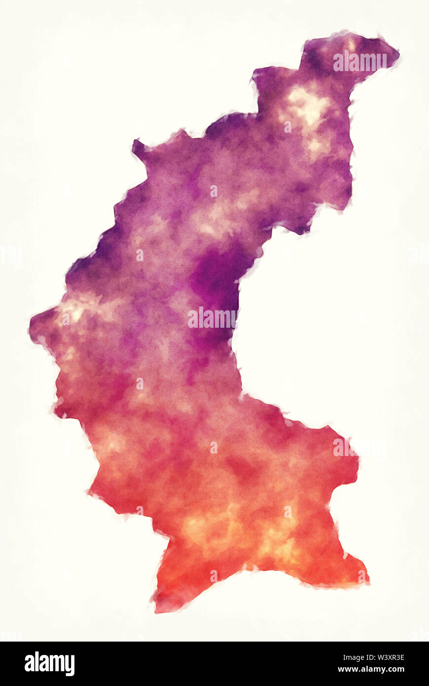 Ainaro municipality watercolor map of the East Timor Stock Photo - Alamy