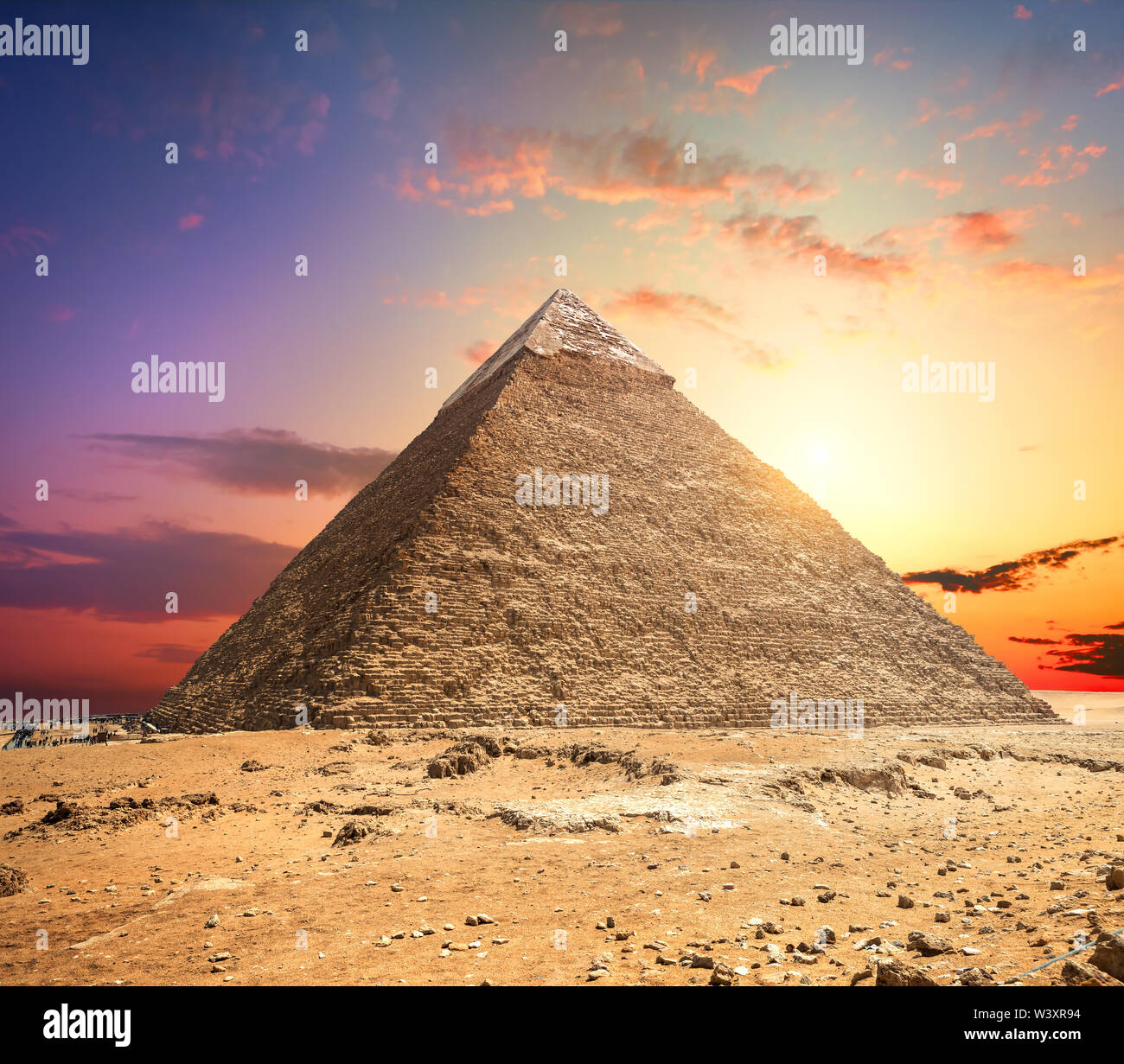 Egyptian pyramids in sand desert and clear sky hi-res stock photography ...