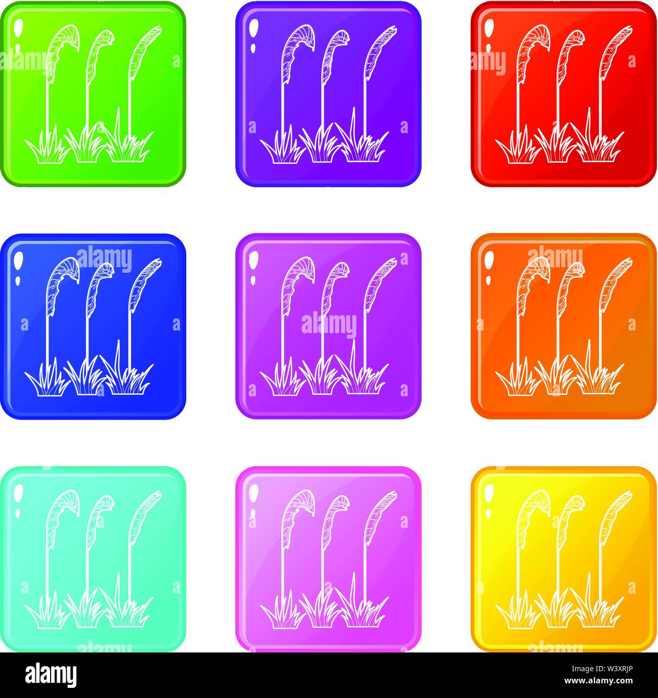 Three plants icons set 9 color collection Stock Vector Image & Art - Alamy