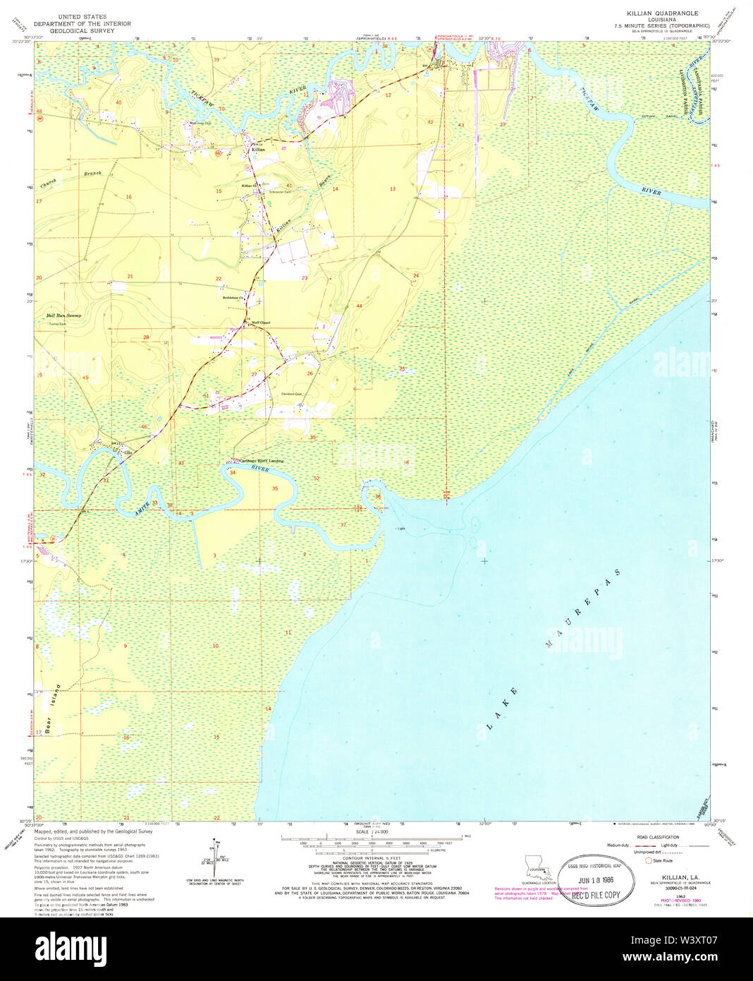 USGS TOPO Map Louisiana LA Killian 332357 1963 24000 Stock Photo - Alamy