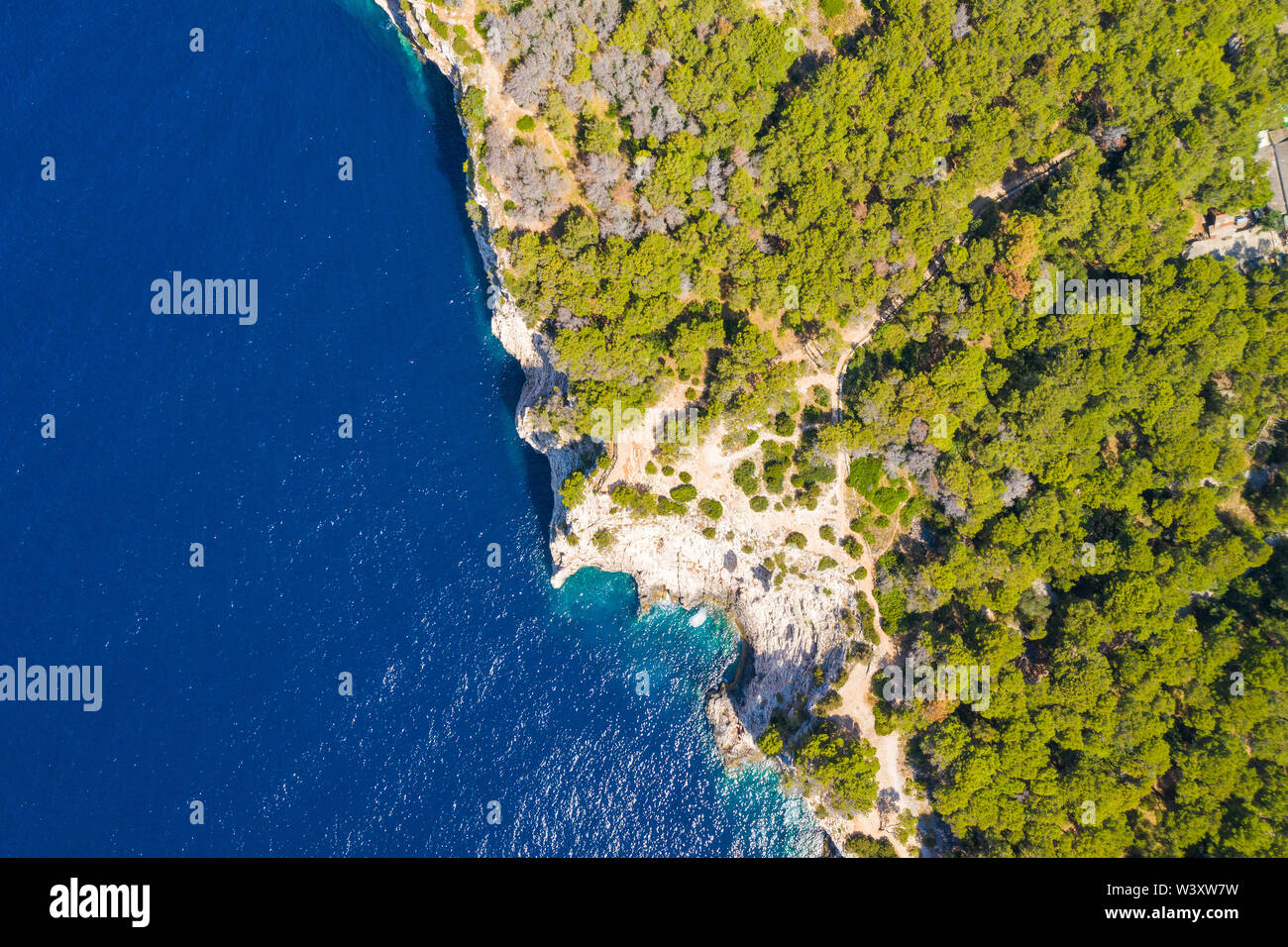 Big cliffs above the sea on the shore of nature park Telascica, island ...