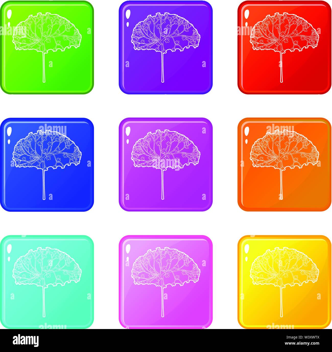 One flower icons set 9 color collection Stock Vector Image & Art - Alamy
