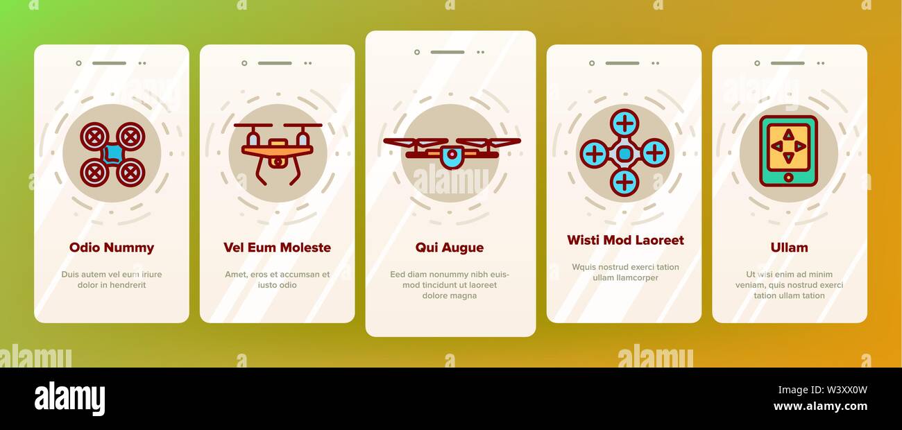 UAV, Remote Control Drones Vector Onboarding Stock Vector Image & Art ...