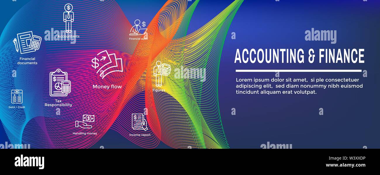 Accountant / Accounting Icon Set and Web Header Banner Stock Vector ...