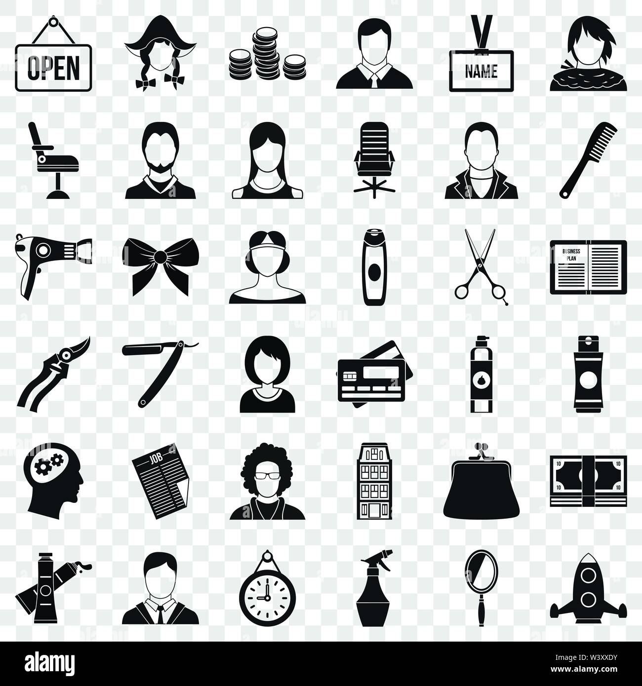 Hair style icons set, simple style Stock Vector Image & Art - Alamy