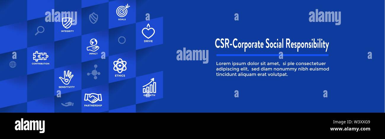 CSR-Corporate Social Responsibility Outline Icon Set and Web Header ...