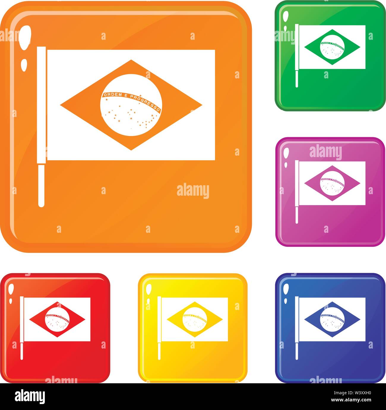 Flag of Brazil icons set vector color Stock Vector Image & Art - Alamy