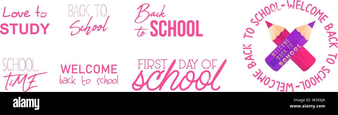 Set of Welcome back to school labels. Back to school tag badges. Vector ...