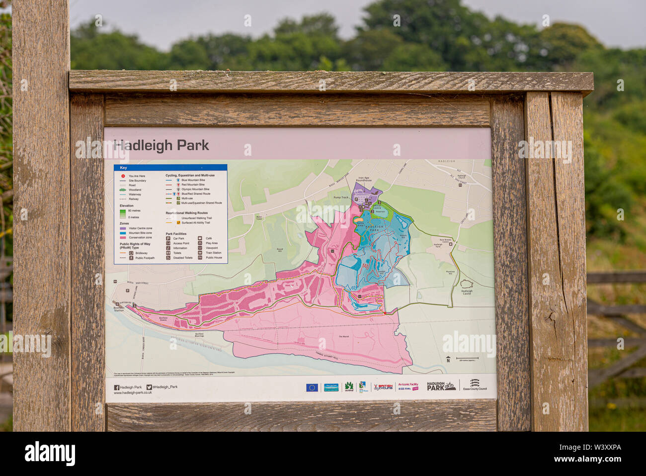 Hadleigh Park Map Hadleigh Country Park Essex Uk Illustrating Walk Routes And Cycle Paths