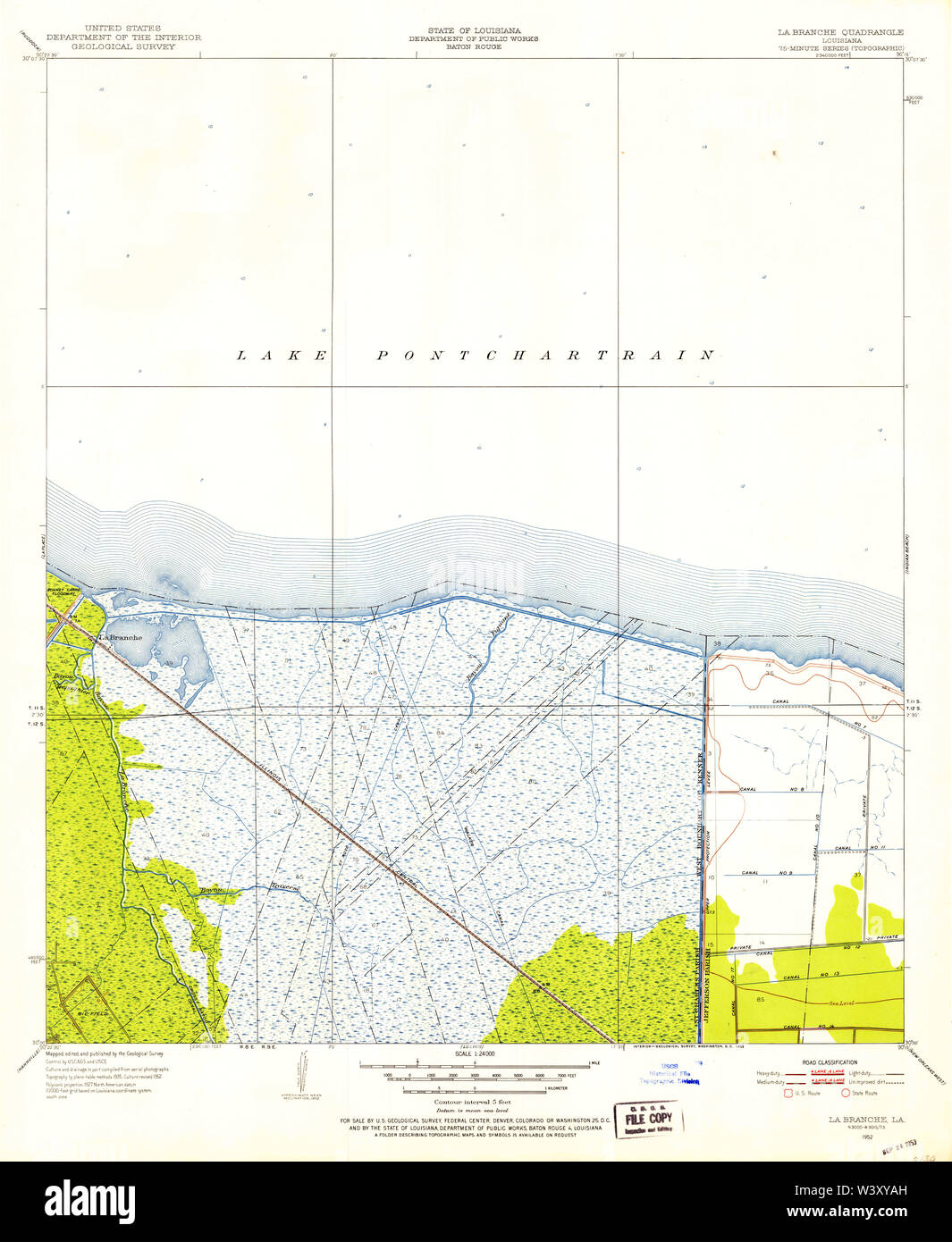 USGS TOPO Map Louisiana LA La Branche 332379 1952 24000 Stock Photo - Alamy