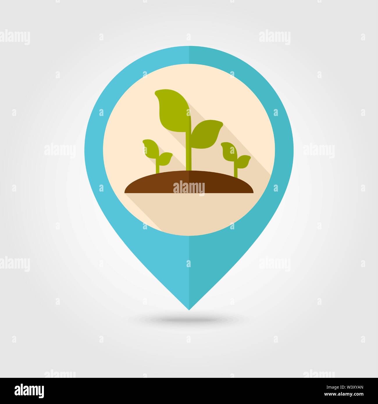 Plant sprout flat pin map icon. Map pointer. Map markers. Farm. Garden ...