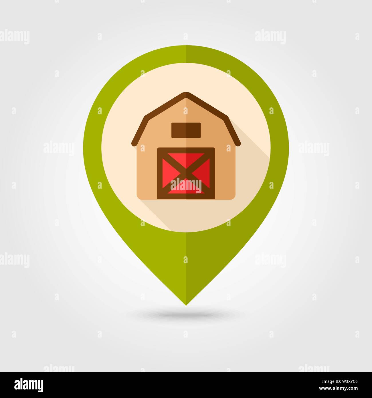 Barn house flat pin map icon. Map pointer. Map markers. Farm. Garden ...