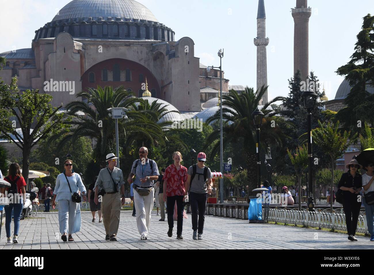 Istanbul, Turkey. 6th July, 2019. Tourists visit the Hagia Sophia ...