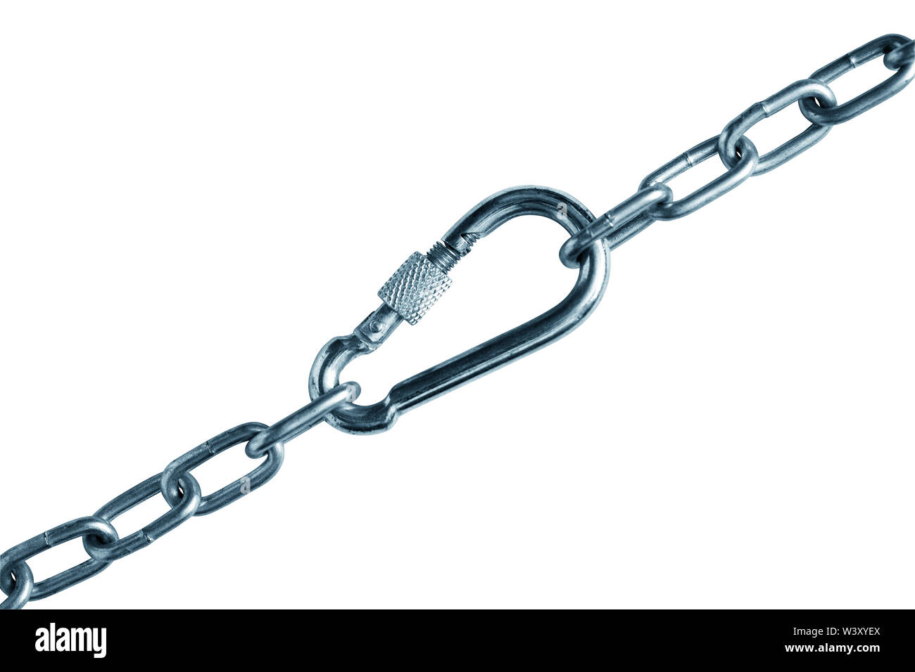Metal chain with fastener isolated on white background with clipping ...