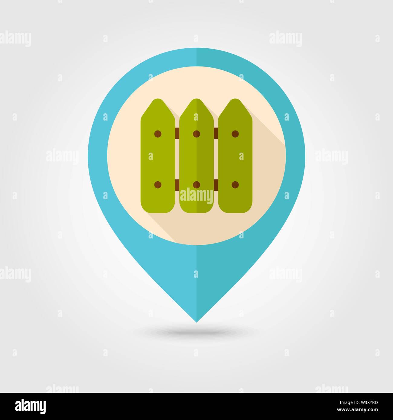 Fence flat pin map icon. Map pointer. Map markers. Farm. Garden. Vector ...