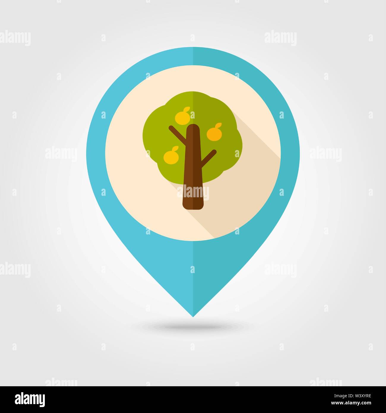 Fruit tree flat pin map icon. Map pointer. Map markers. Farm. Garden ...