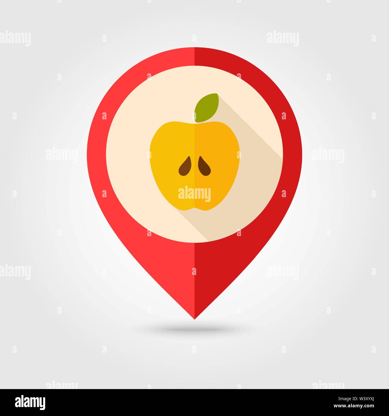 Apple flat pin map icon. Map pointer. Map markers. Farm. Field. Harvest ...