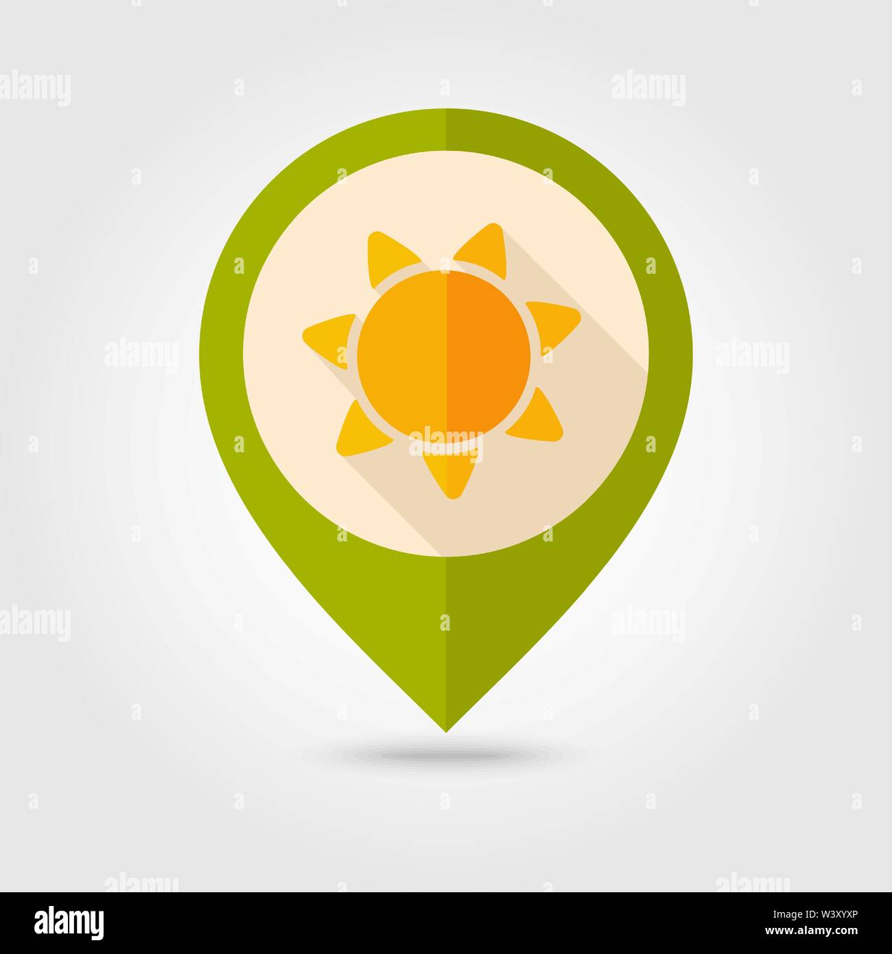 Sun flat pin map icon. Map pointer. Map markers. Farm. Field. Vector ...